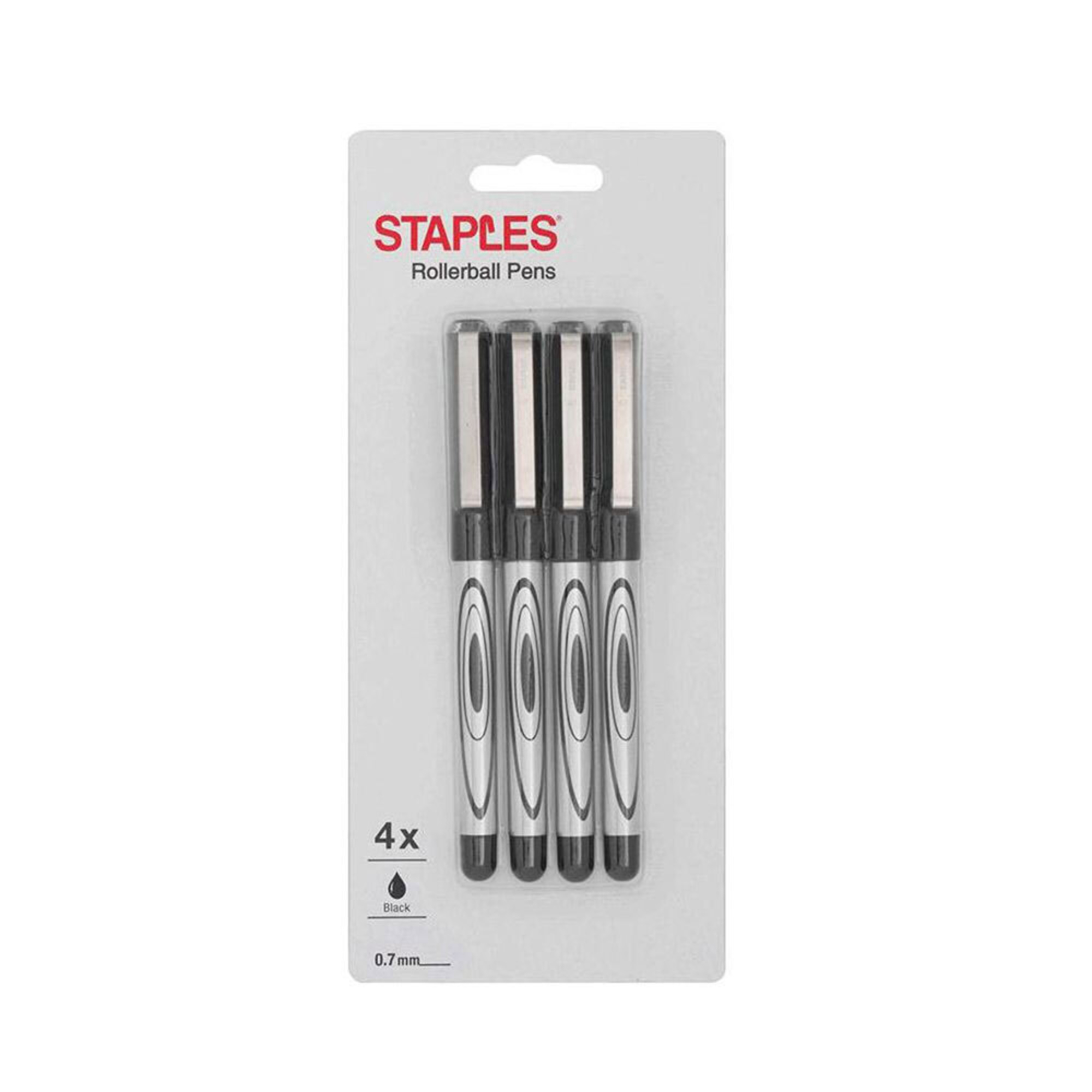 Staples Caneta Rollerball, Ponta de 0,7 mm, Tinta Preta