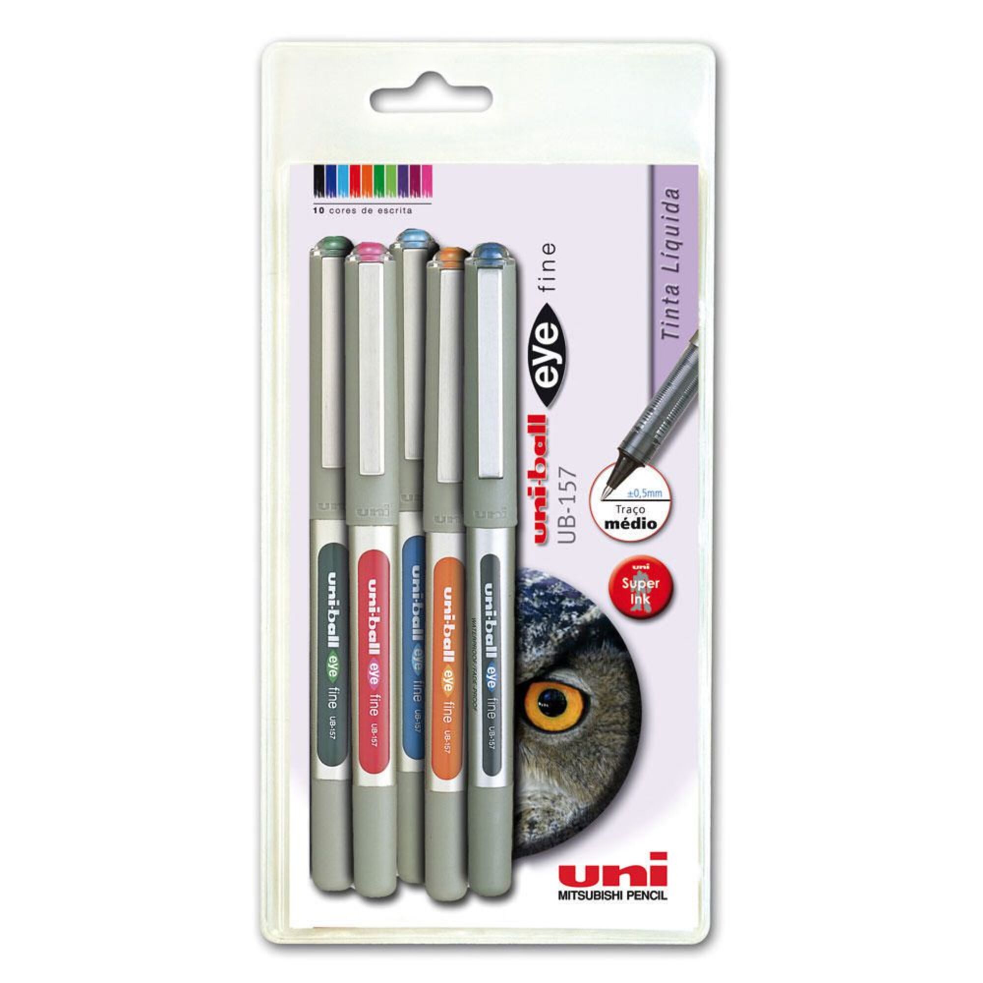 uni-ball Esferográfica Eye, Ponta Média de 0,7 mm, Corpo Cinzento ...