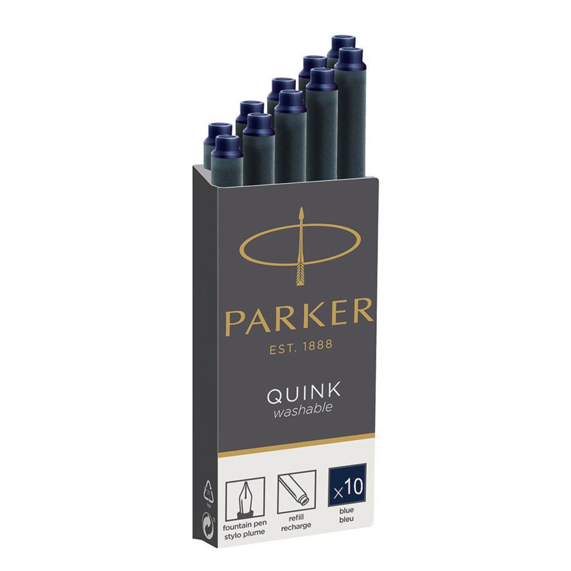 PARKER Cartuchos de Tinta para Caneta Parker, Preto, 10 Unidades ...