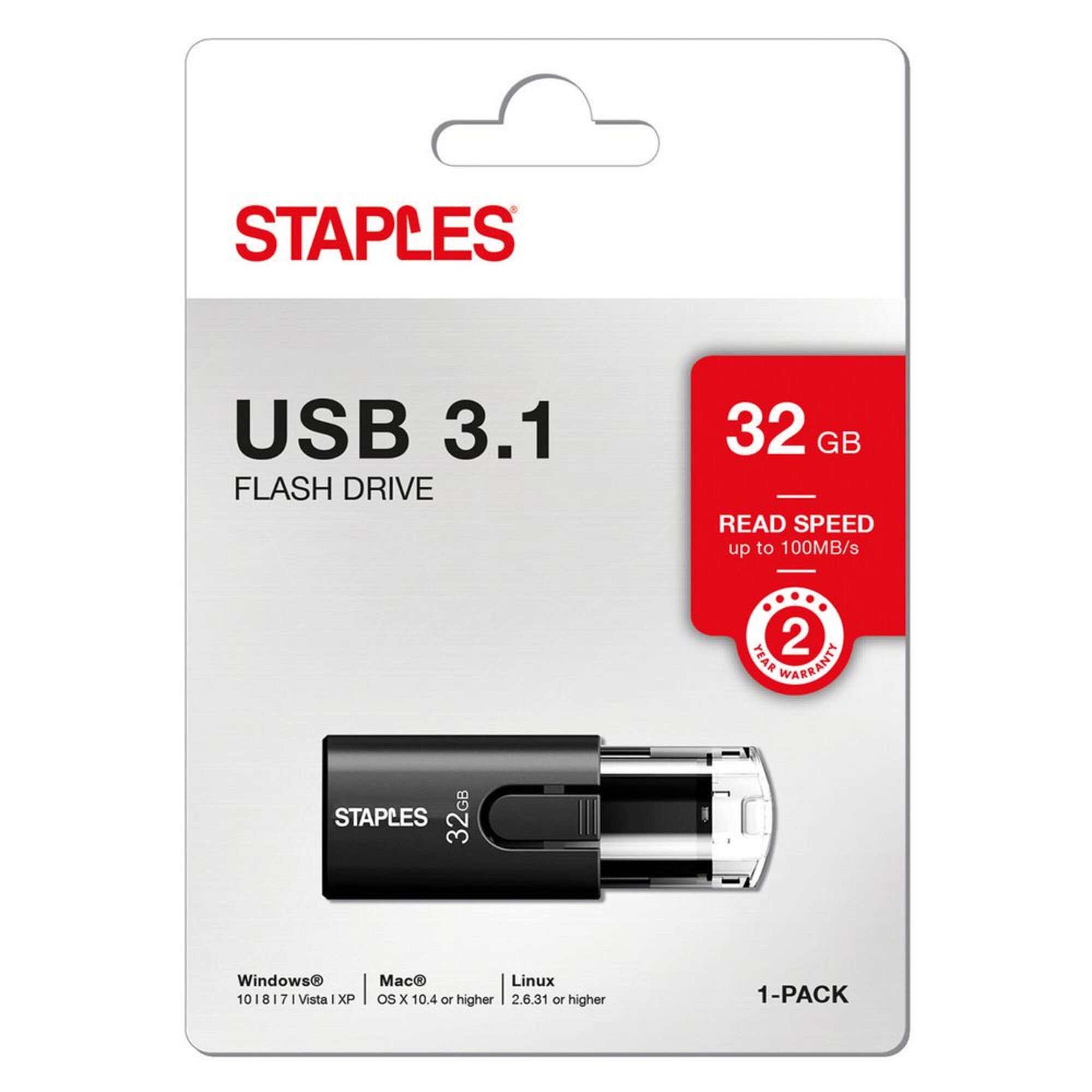 Staples Unidade Flash USB 3.1, 32 GB, Controlo Deslizante, Preto ...